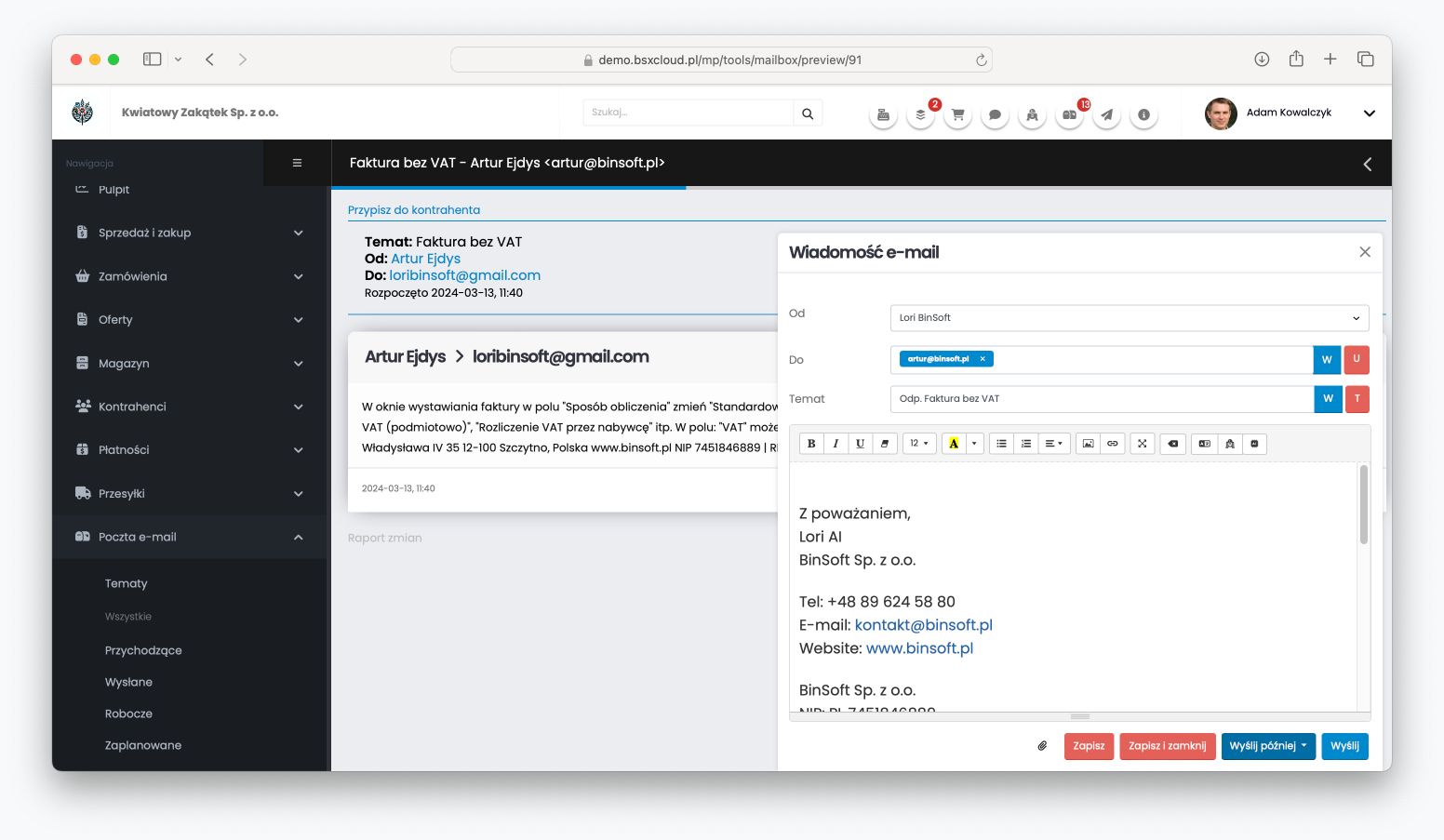 Obsługa Poczty E-mail | abcFaktury Online - Zarządzanie pocztą email